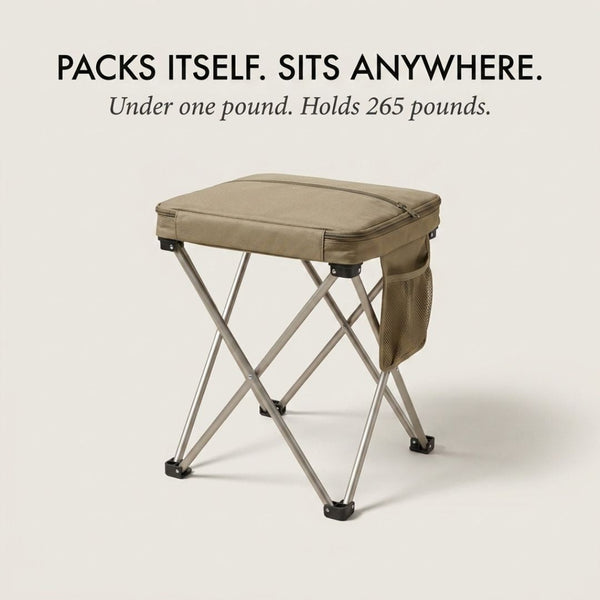 Perch™ – Ultralight Folding Stool with Built-In Carry Pouch & Phone Po ...